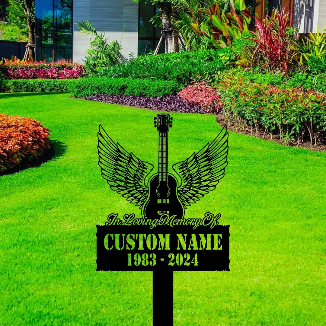 Custom Outdoor Guitar Metal Sign With Stakes - Personalized Outdoor ...