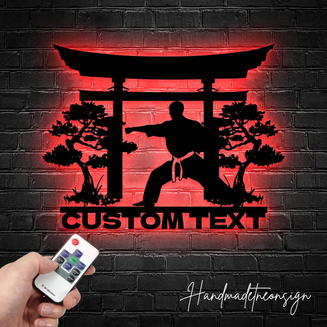 Personalized Karate Punch Martial Arts Metal Wall Art LED Light ...