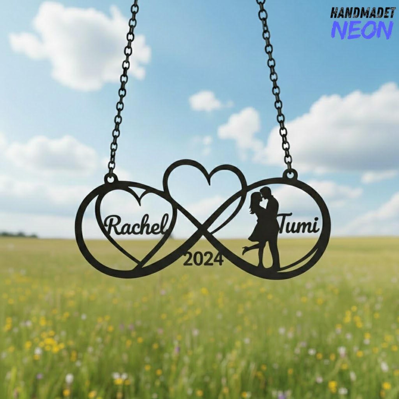 Personalized Infinity Heart Outdoor Metal Sign, Custom Couple Name ...