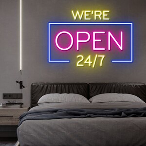We're Open 24/7 Sign, Open Sign Led, Open Outdoor Sign for Business ...