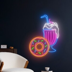 Milkshake Donut Neon Led Sign, Milkshake Neon Sign, Donut Neon Light ...