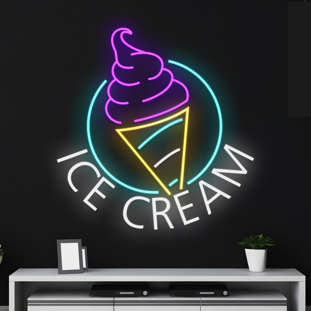Custom Ice Cream Cone Neon Sign Ice Cream Neon Light Ice - Etsy