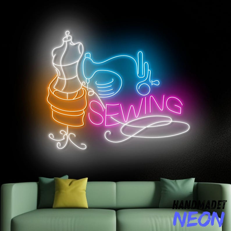 Sewing Machine Neon Sign, Sewing Led Sign, Tailor Led Light, Clothes ...