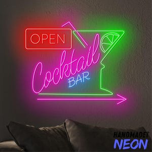 Open Cocktail Bar Neon Sign, Cocktail Bar Led Sign, Cocktail Open Neon ...