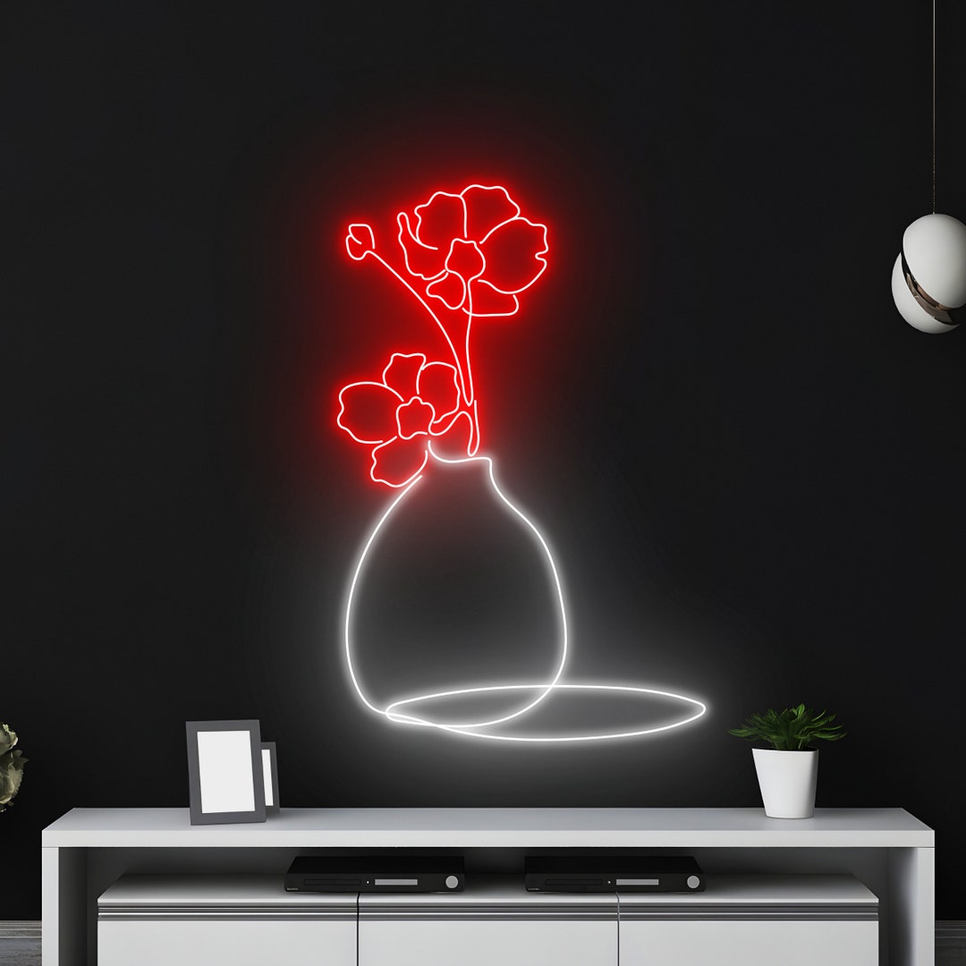 Poppies in Vase Neon Sign, Poppies Flower Neon Sign, Poppies Led Light ...