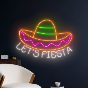 Let's Fiesta Neon Sign, Fiesta Neon Light, Fiesta Led Light, Mexican ...
