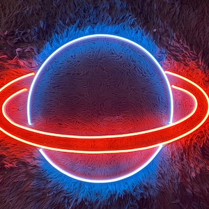 Planet Neon Sign, Planet Led Sign, Logo Neon Sign, Wall Decor, Saturn ...