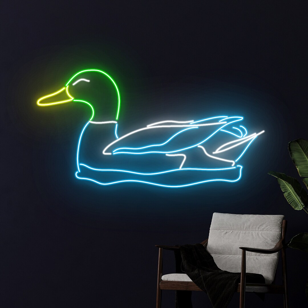 Mallard Duck Neon Light, Duck Swimming Led Light, Duck in Lake Led Sign ...