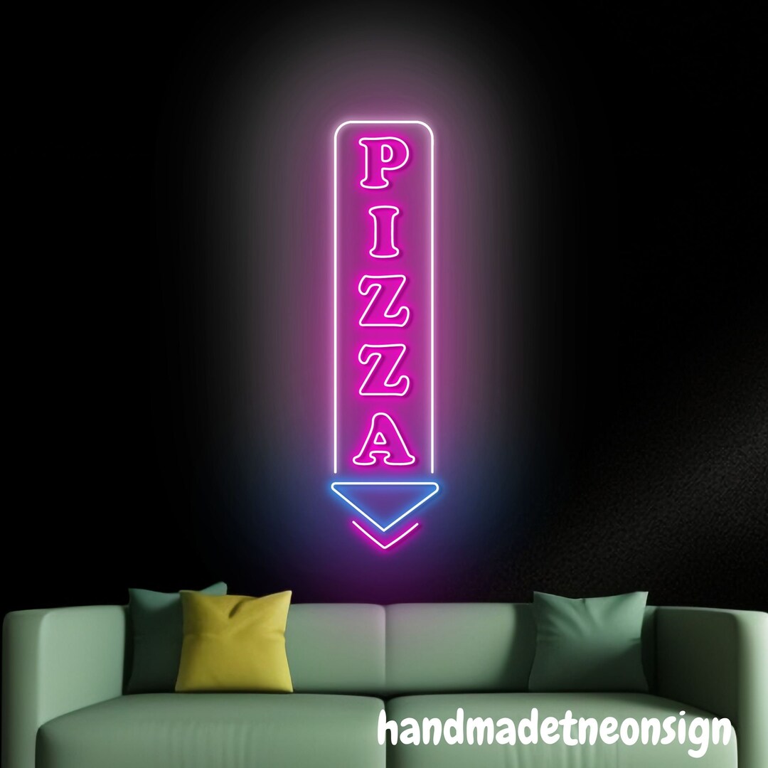 Pizza Direction Neon Sign, Pizza Arrow Led Sign, Pizza Open Neon Light ...