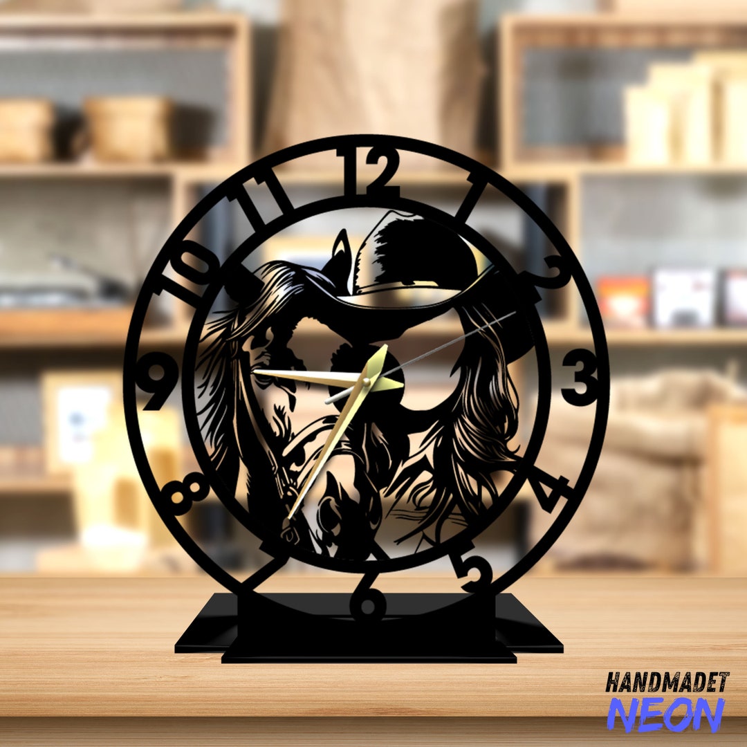 Custom Cowgirl Horse Tabletop Metal Clock, Cowgirl Desktop Clock ...