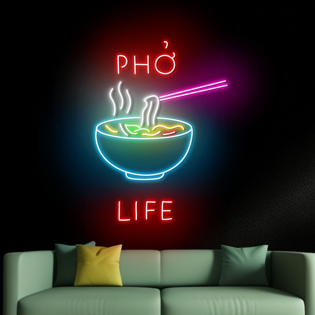 Pho Life Neon Wall Sign, Pho Bowl Led Wall Light, Vietnamese Noodle Led ...