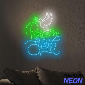 Peace on Earth Neon Sign, Peace on Earth Led Sign, Dove Neon Light ...