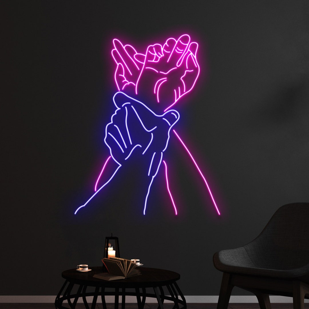 Custom Hands Neon Sign, Hand Holding Hand Led Sign, Crossed Hands Led ...