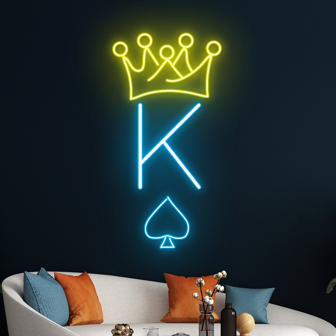 King Crown Neon Sign, Crown King Led Sign, K Crown Led Light, Royal ...
