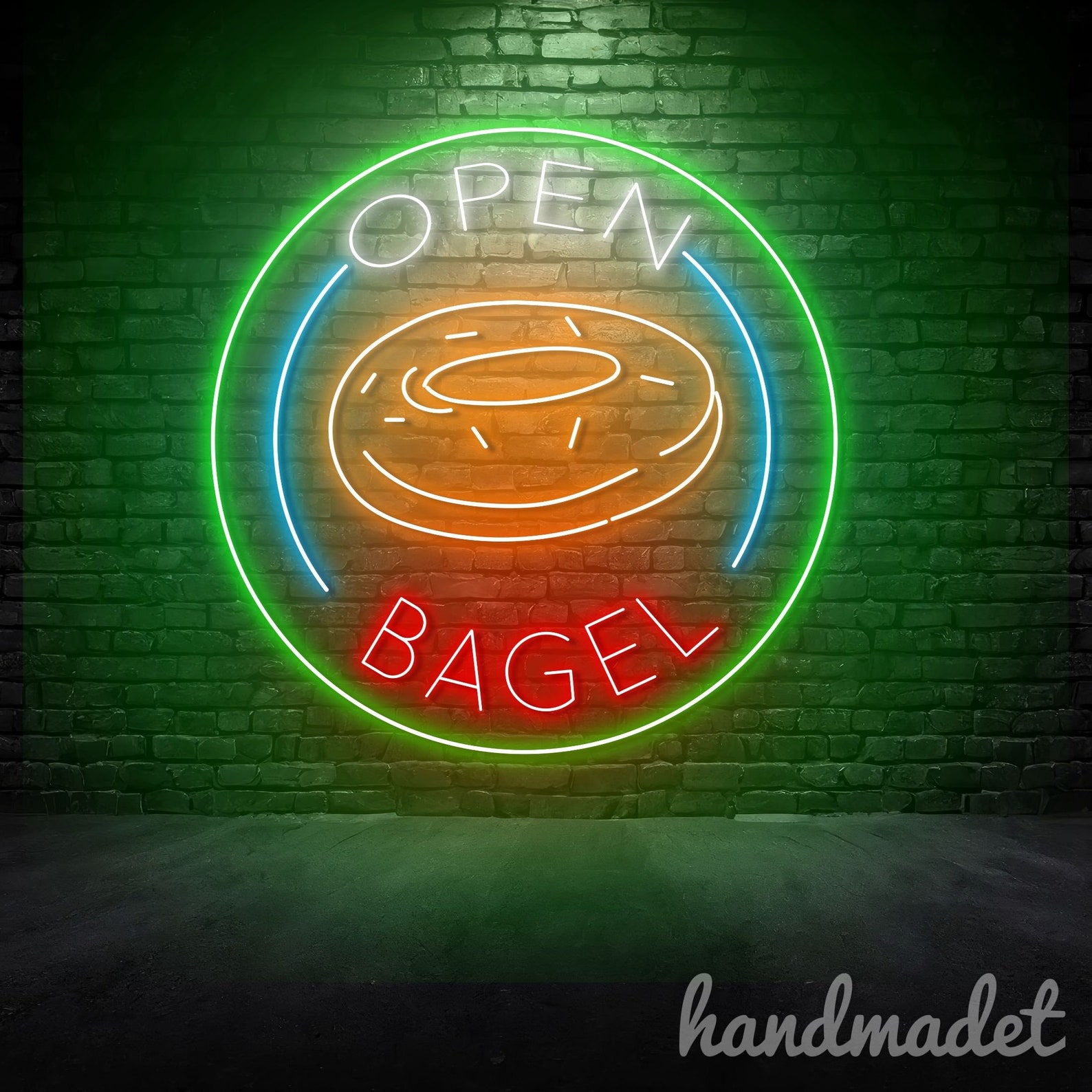 Bagel Open Neon Sign, Open Bagel Led Sign, Bagel Cake Neon Light, Cake ...