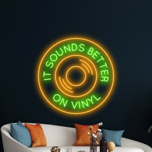 It Sounds Better on Vinyl Retro Record Player Neon Sign, Retro Record ...