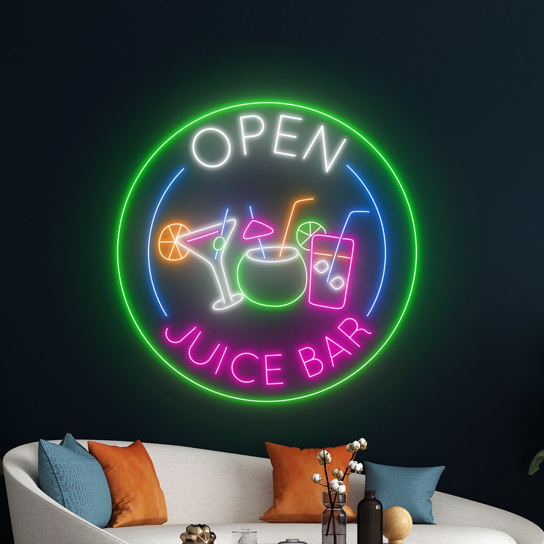 Juice Bar Neon Sign, Juice LED Light, Juice Fresh Fruit Neon Light, Bar ...