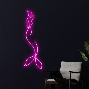 Mermaid Neon Sign, Mermaid Girl Led Sign, Mermaid Lady Neon Light ...