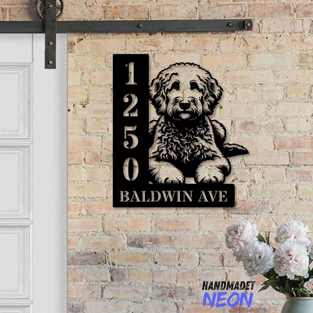 Personalized Goldendoodle Dog House Number, Goldendoodle Home Number ...