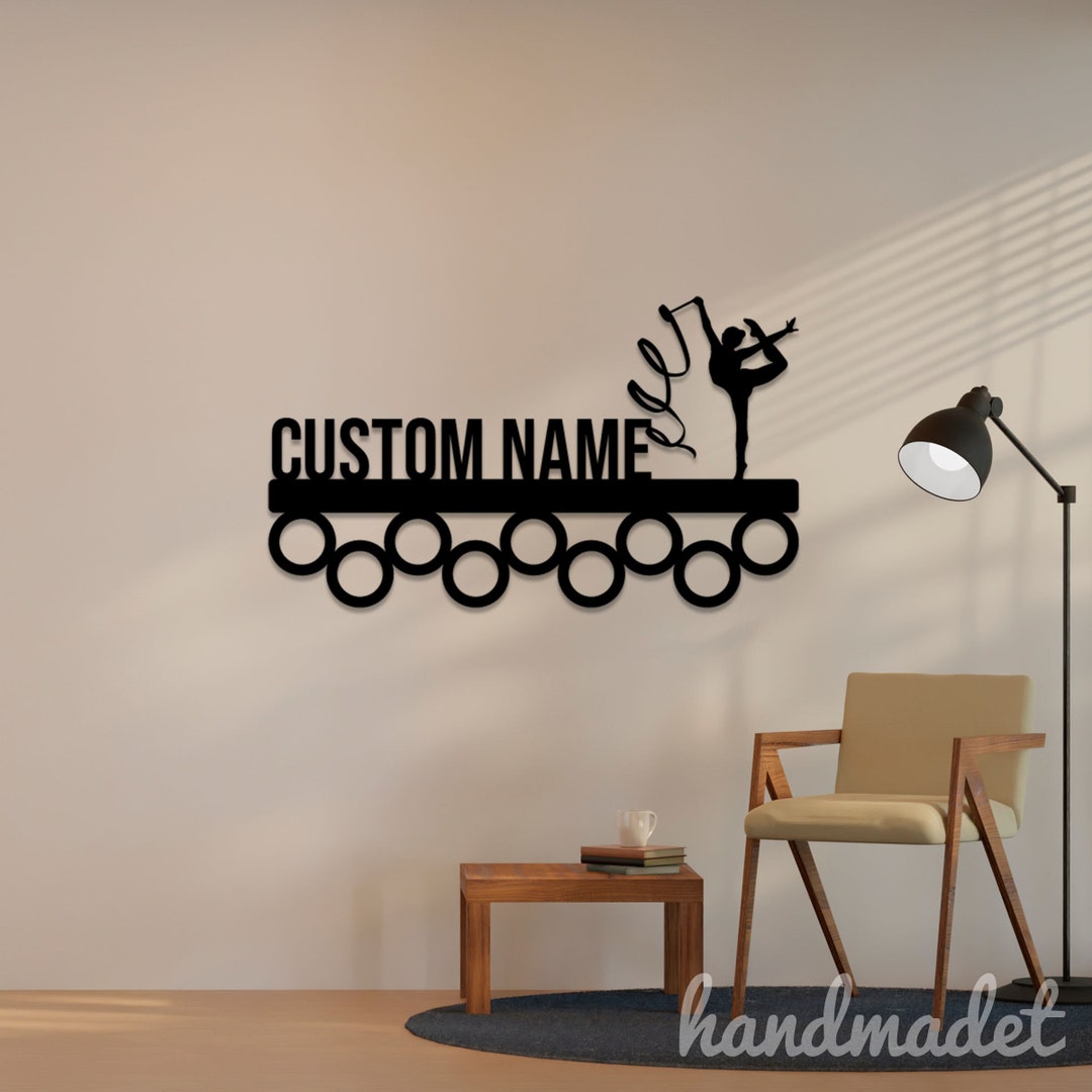 Custom Gymnastics Medal Hanger Metal Wall Art LED Light, Rhythmic ...