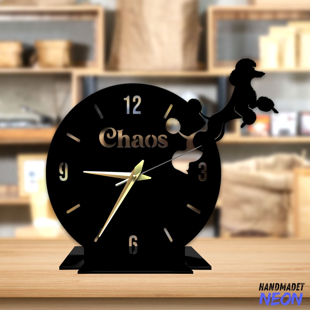 Custom Poodle Dog Tabletop Metal Clock, Poodle Dog Office Desktop Clock ...