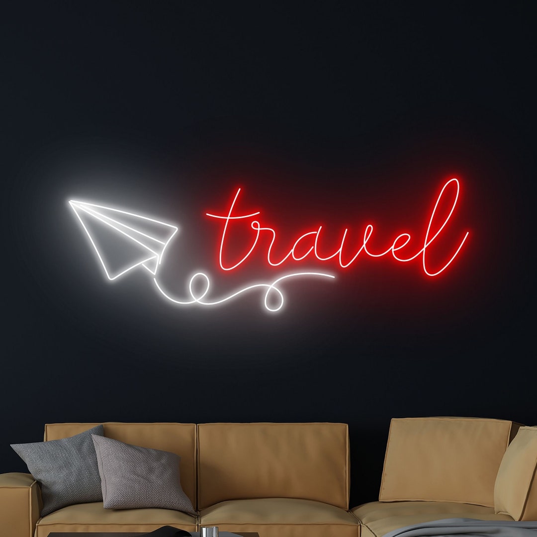 Airplane Travel Neon Sign, Airplane Led Sign, Airplane Wall Decor ...