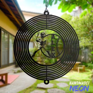 Custom Baseball Wind Spinner 3D Kinetic Garden Decor Hanging Yard Art ...