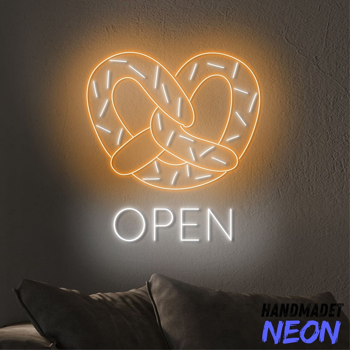Pretzel Open Neon Sign, Pretzel Open Led Sign, Pretzel Neon Light ...