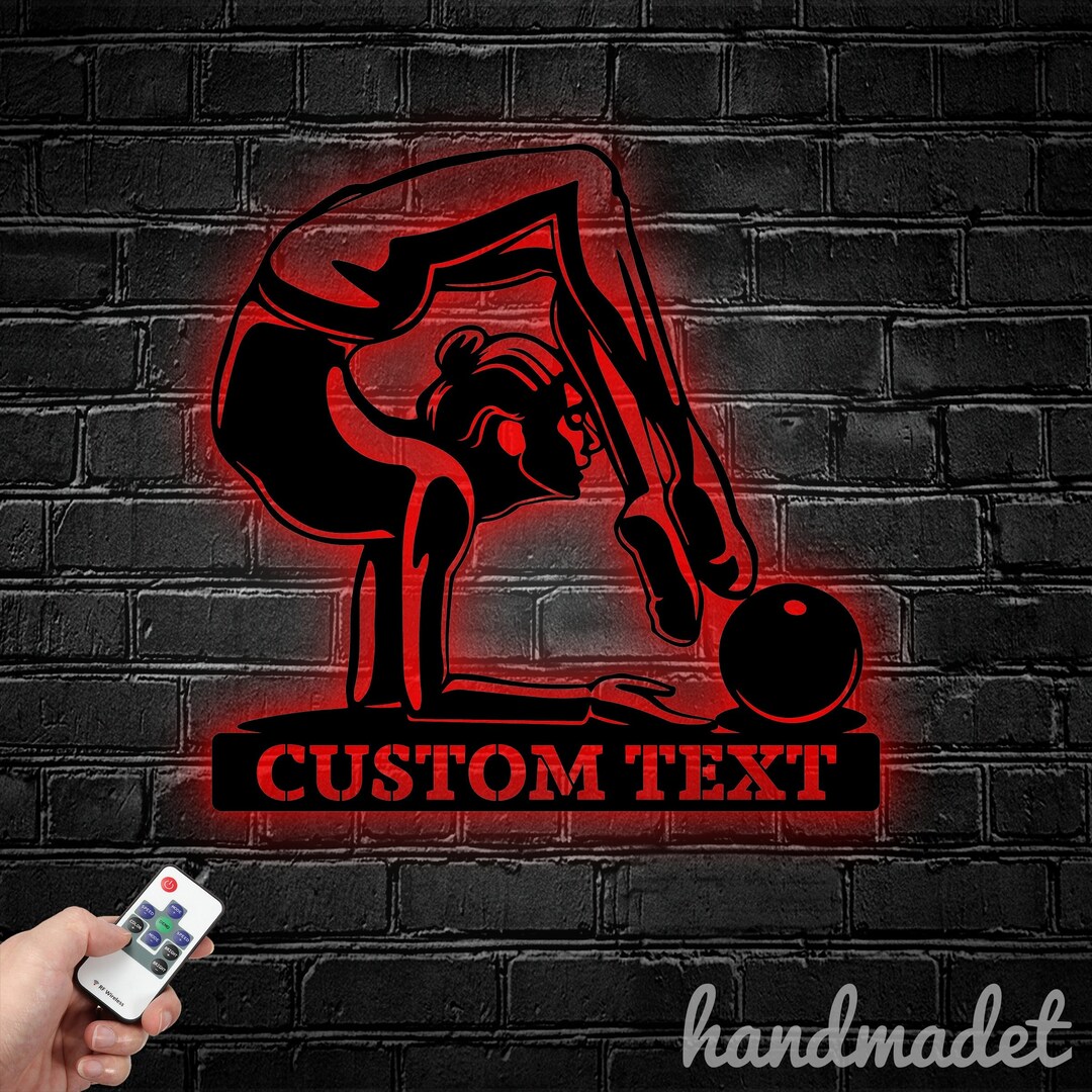 Custom Gymnastic Metal Wall Art LED Light, Gymnastic Metal Sign ...