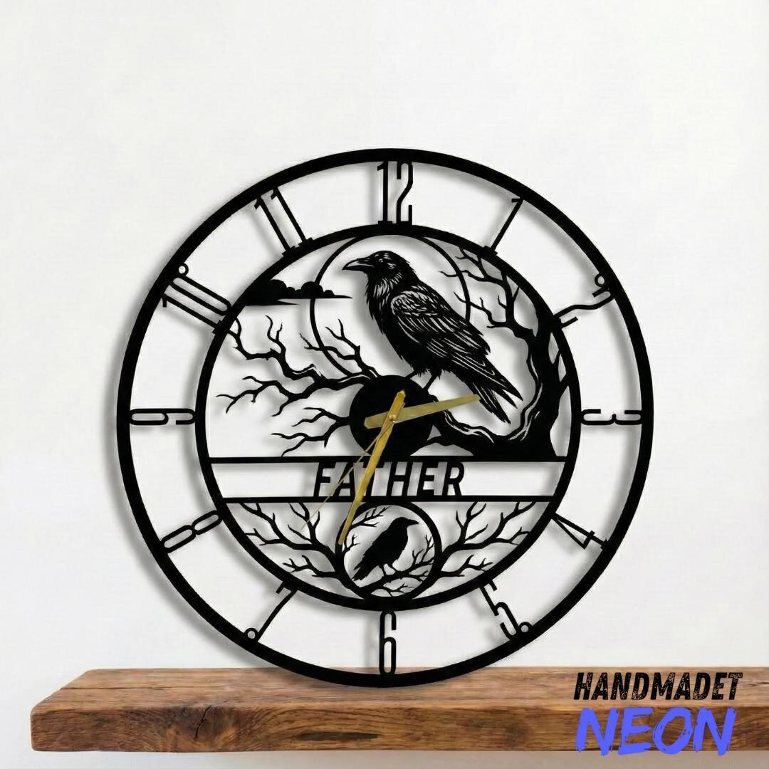 Personalized Raven Metal Wall Clock, Custom Name Bird Wall Clock, Gift ...