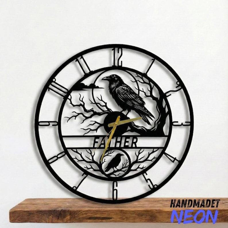 Personalized Raven Metal Wall Clock, Custom Name Bird Wall Clock, Gift ...