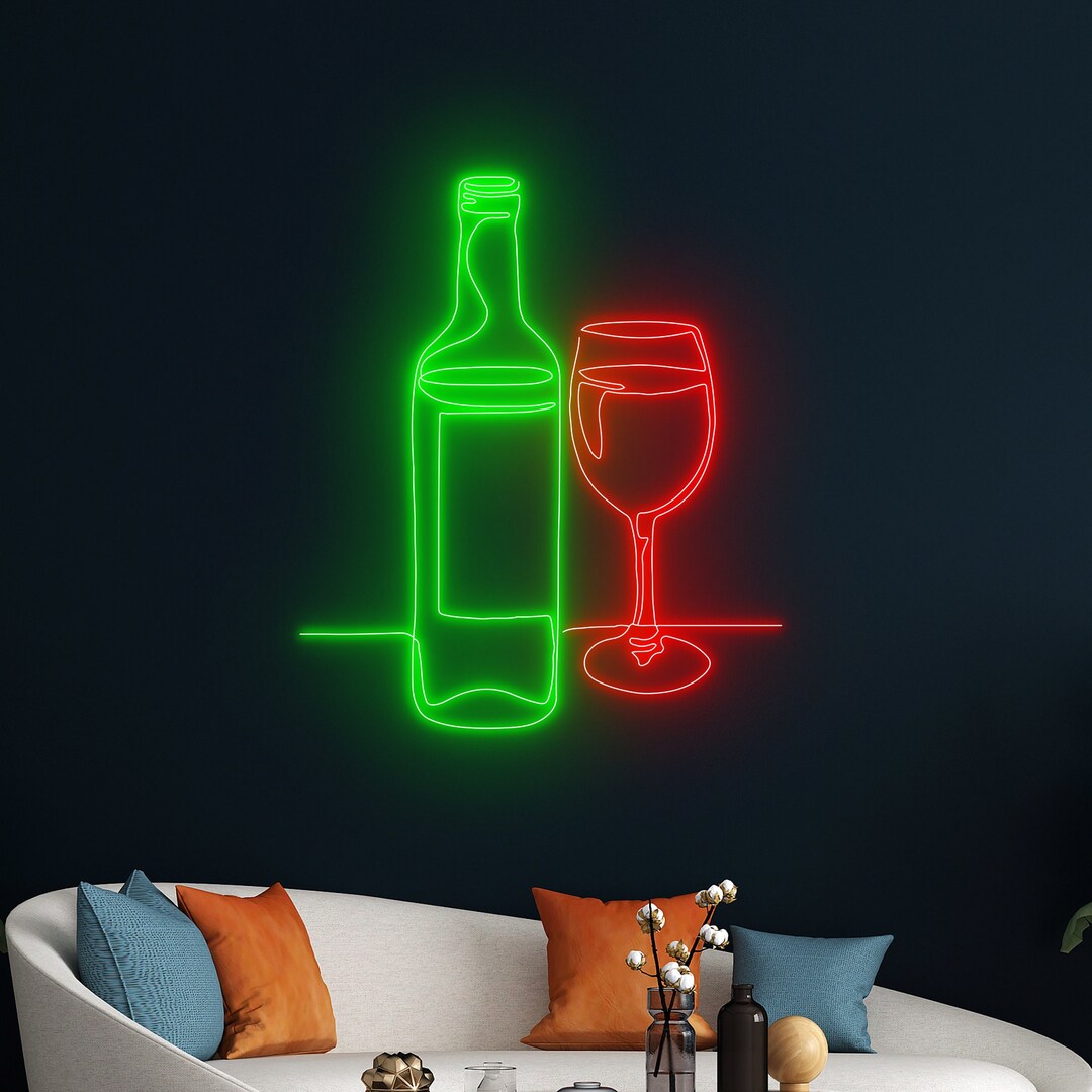 Wine Bottle Neon Sign, Wine Bottle Led Sign, Bar Pub Club Home ...