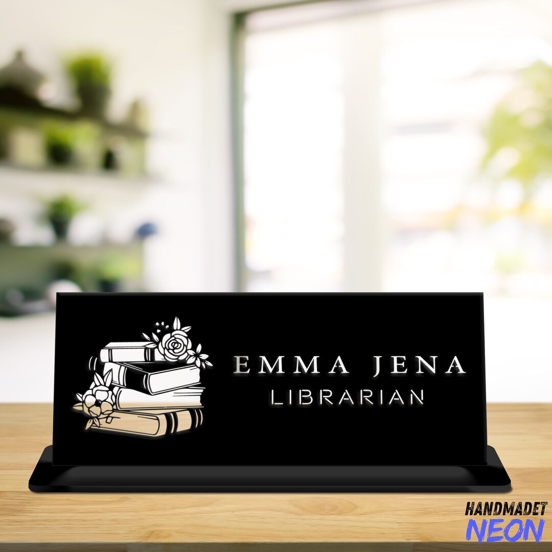 Custom Librarian Metal Name Plate, Librarian Name Plate Table Decor ...