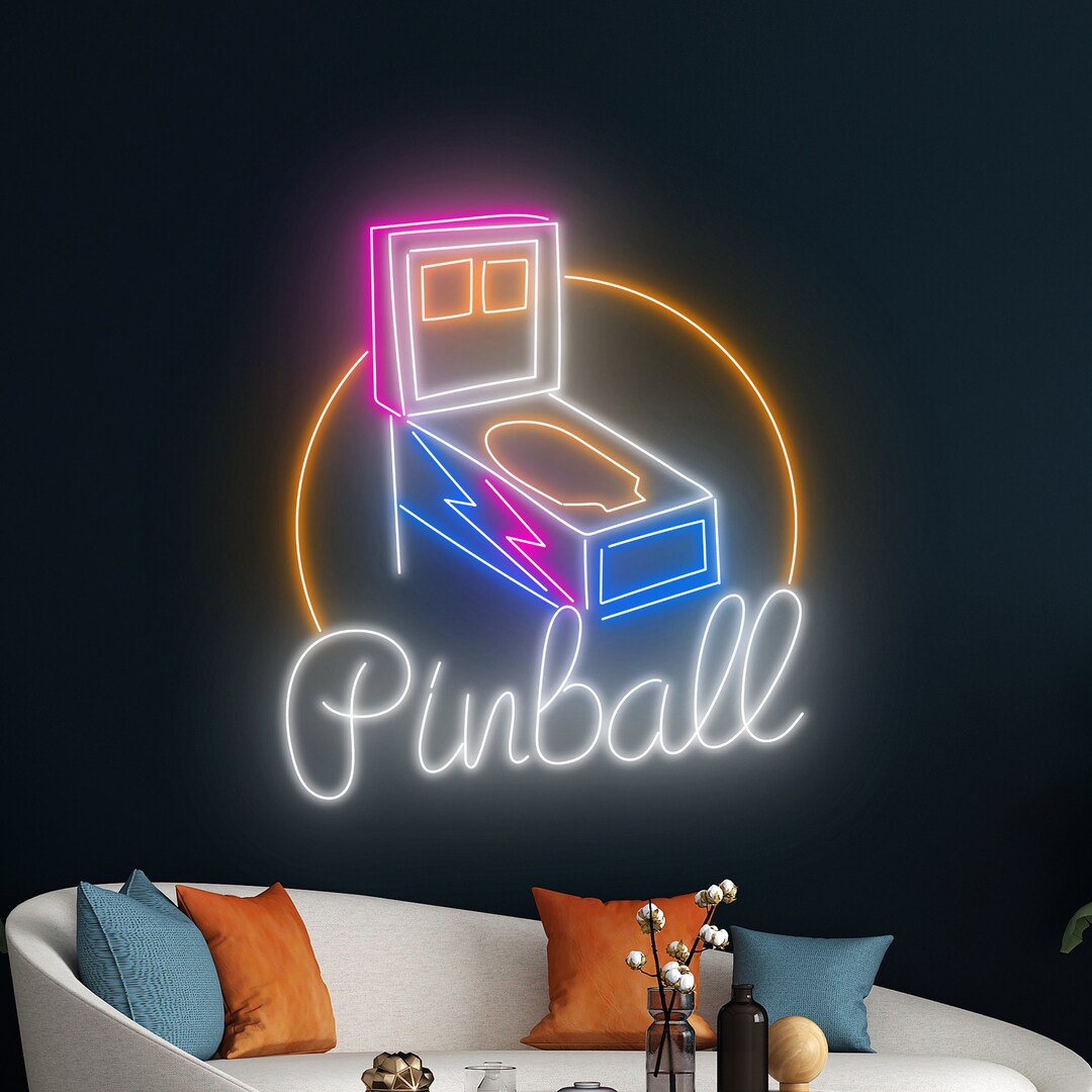Pinball Machine Neon Sign, Pinball Neon Sign, Pinball Neon Lights, Game ...
