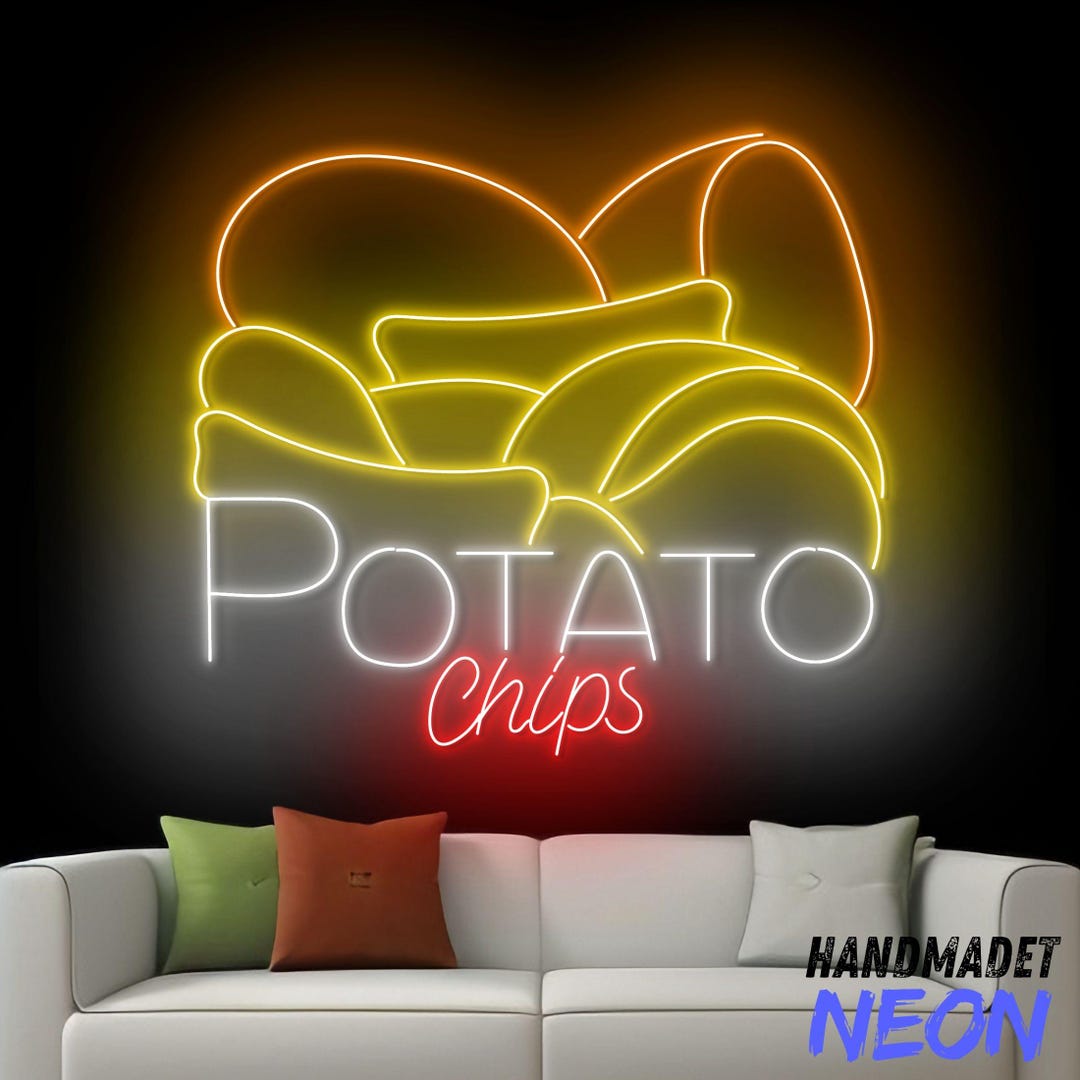 Potato Chips Neon Sign, Potato Fries Led Sign, Potato Led Light, Snack ...