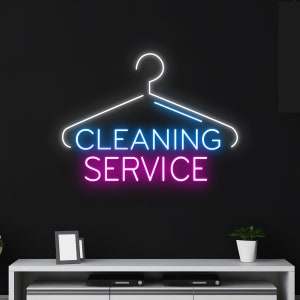 Custom Cleaning Service Led Sign, Wardrobe Hanger Neon Sign, Clothes ...