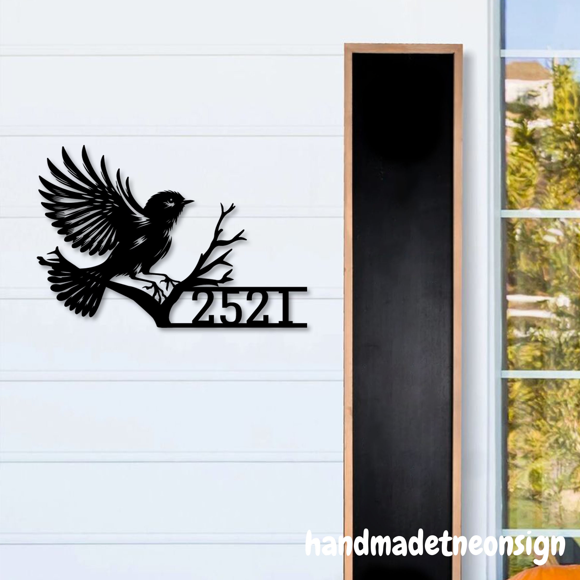 Personalized Robin House Number, Robin Bird Home Number Metal Wall Sign ...
