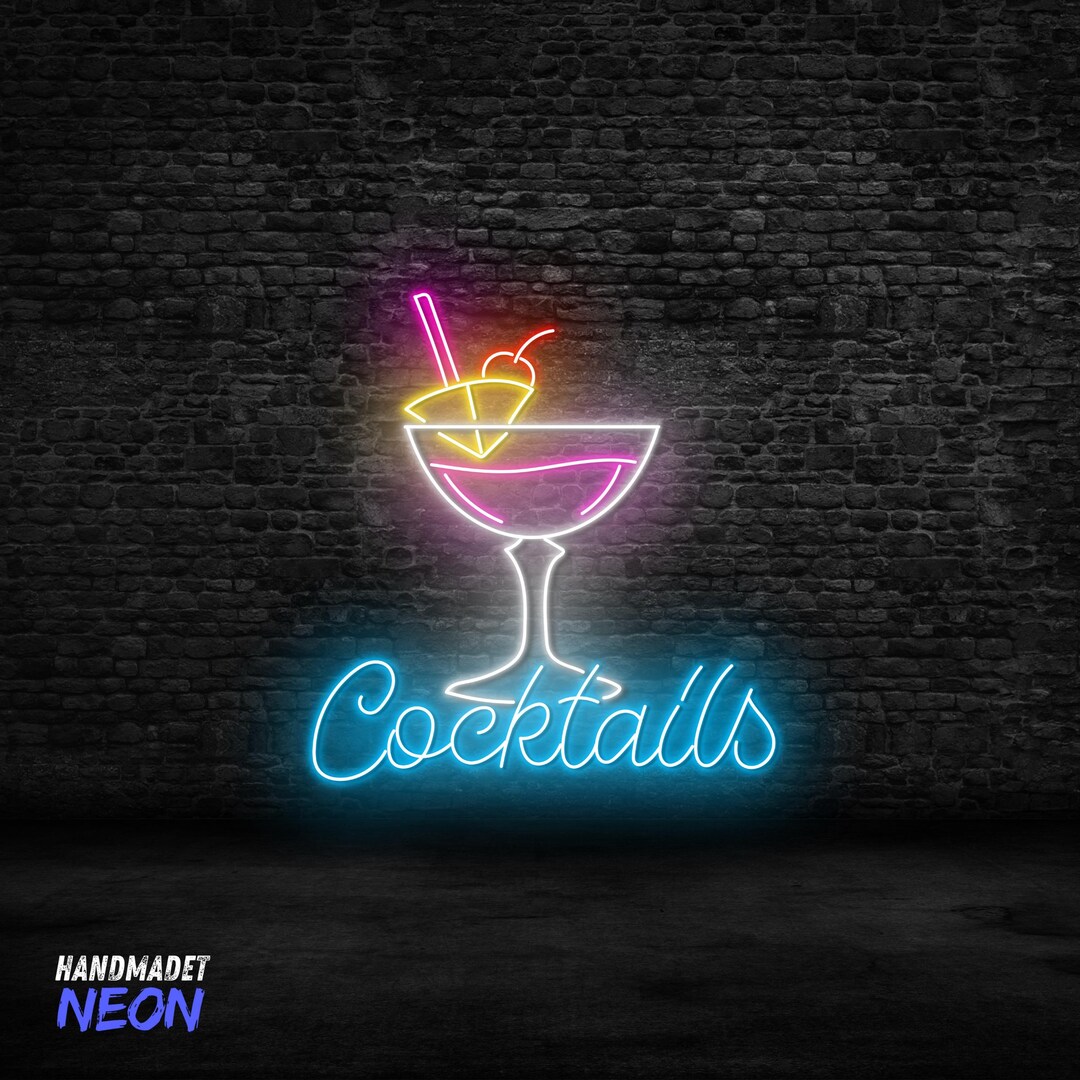 Cocktails Neon Sign – LED Bar Light for Home Lounge, Cocktail Party ...