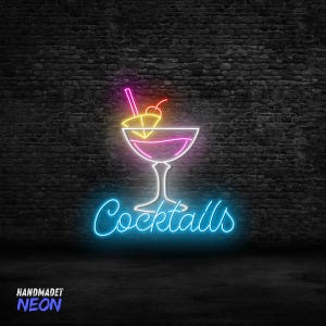 Cocktails Neon Sign – LED Bar Light for Home Lounge, Cocktail Party ...