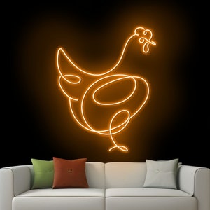 Chicken Neon Wall Sign, Rooster Led Wall Sign, Animal Neon Wall Light ...