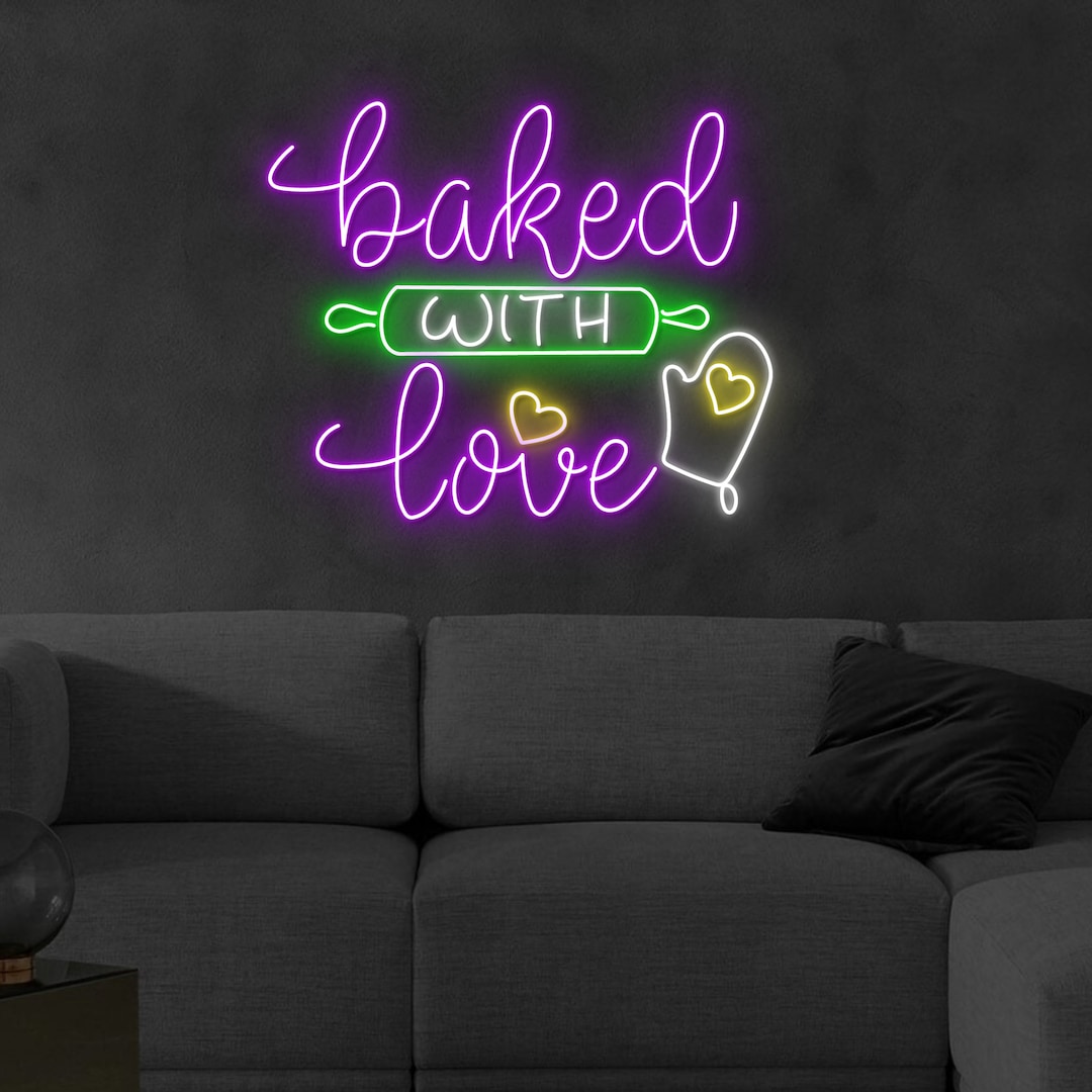 Bake With Love Neon Sign, Bakery Led Sign, Bakery Light Sign, Baking ...