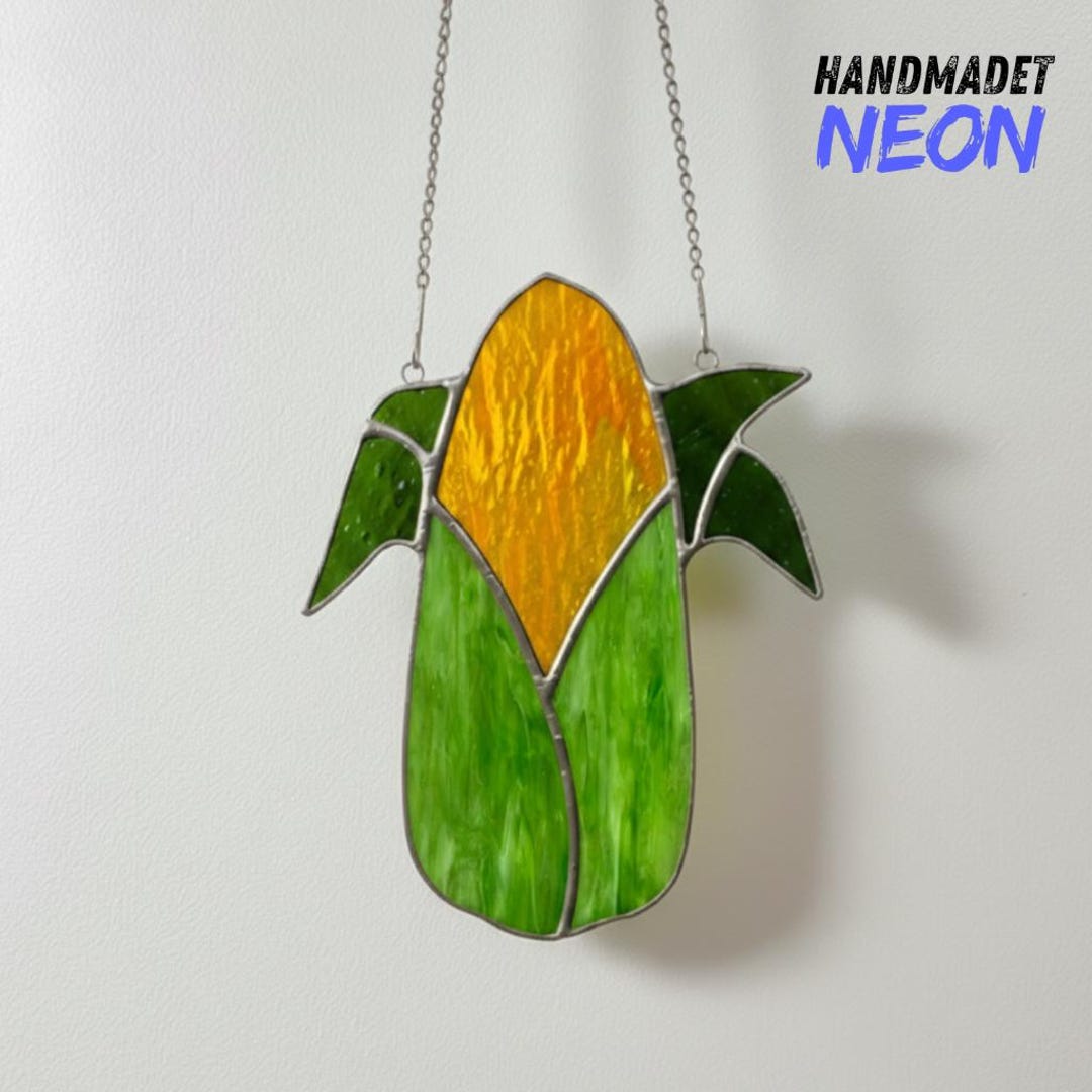 Corn Stained Glass Suncatcher: Handmade Window Decor, Farmhouse Kitchen ...