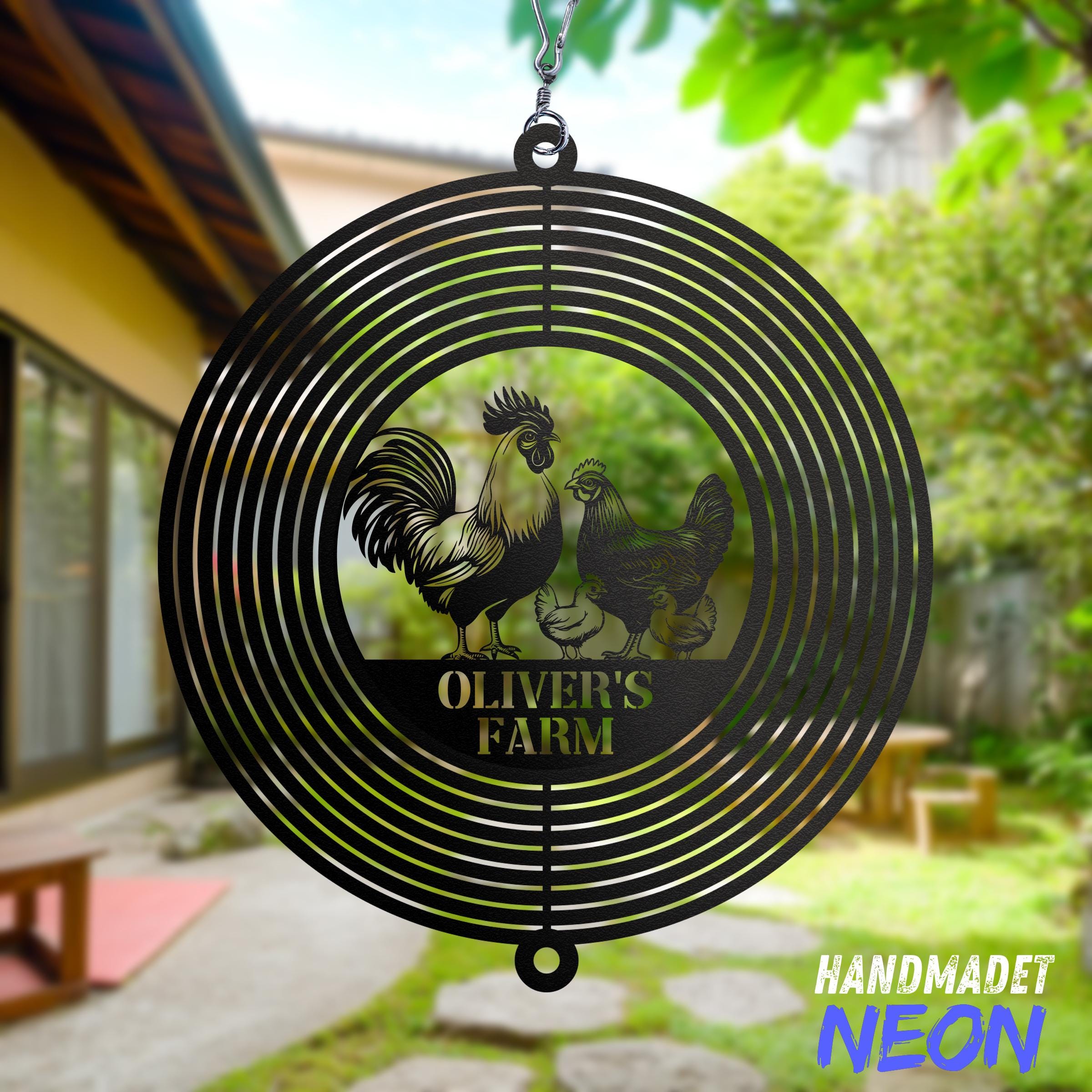 Custom Chicken Wind Spinner 3D Kinetic Garden Decor Yard Art Sculpture ...