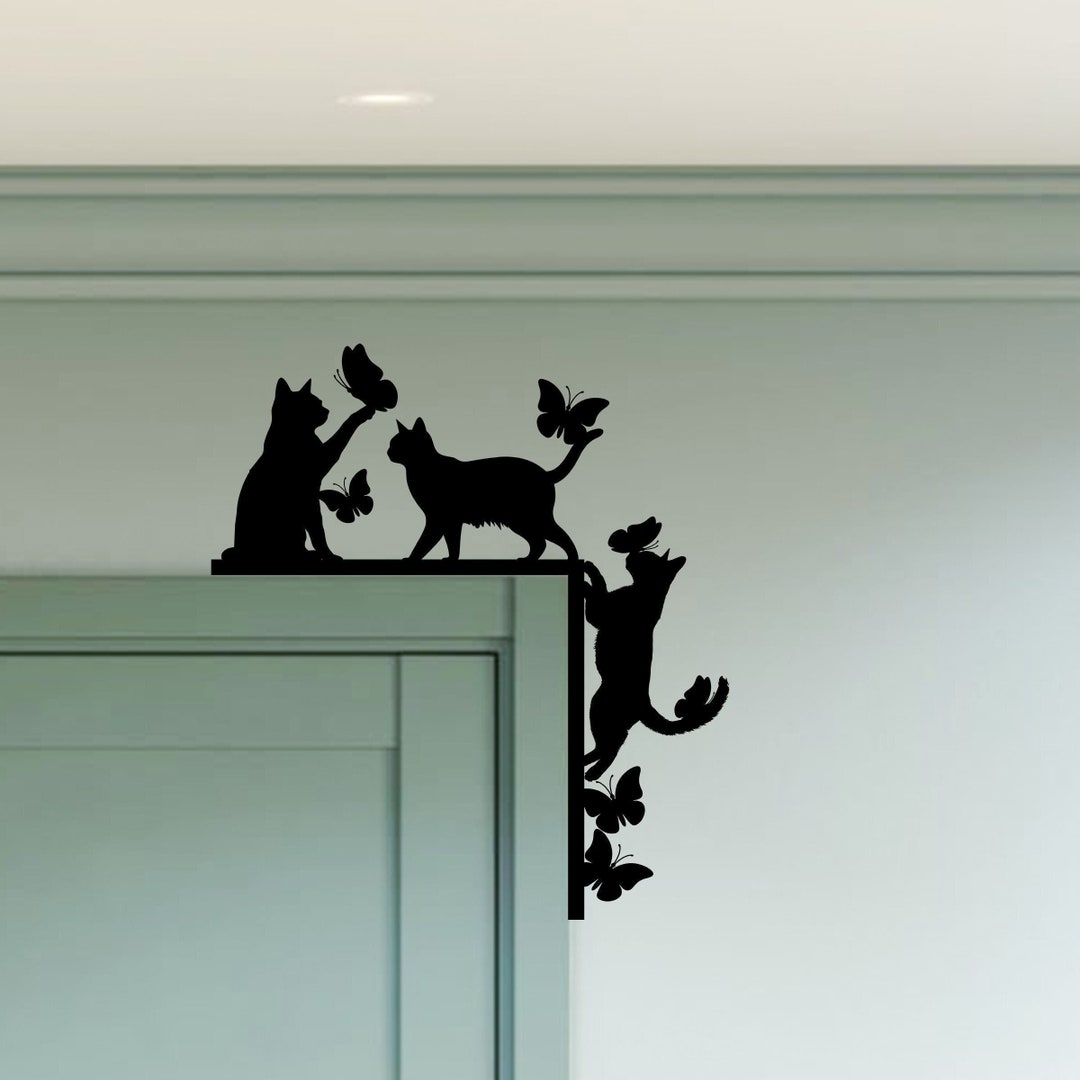 Personalized Cat Door Corner Metal Wall Art, Custom Cat Metal Sign Door ...