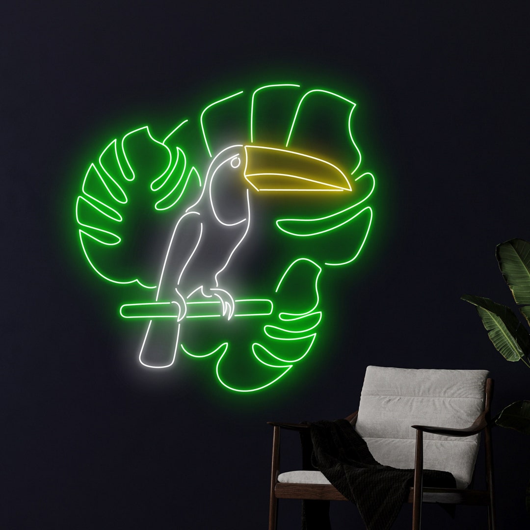 Toucan Monstera Led Sign, Toucan Bird Monstera Leaf Neon Light, Toucan ...