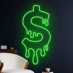 Dripping Money Dollar Neon Light, Money Dollar Neon Sign, Money Dollar ...