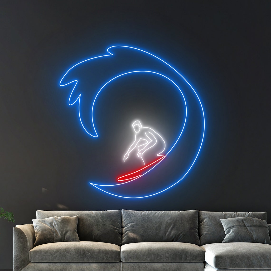 Surfman Neon Sign, Surf Led Sign, Surfboard Sign, Surf Man Neon Sign ...