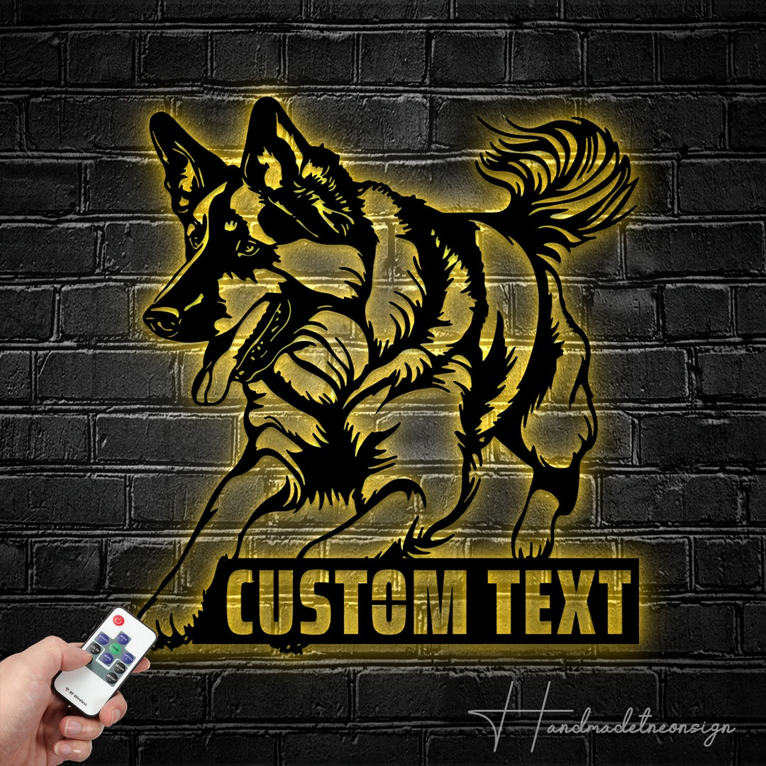 Custom German Shepherd Metal Wall Art LED Light - Personalized Dog GSD ...