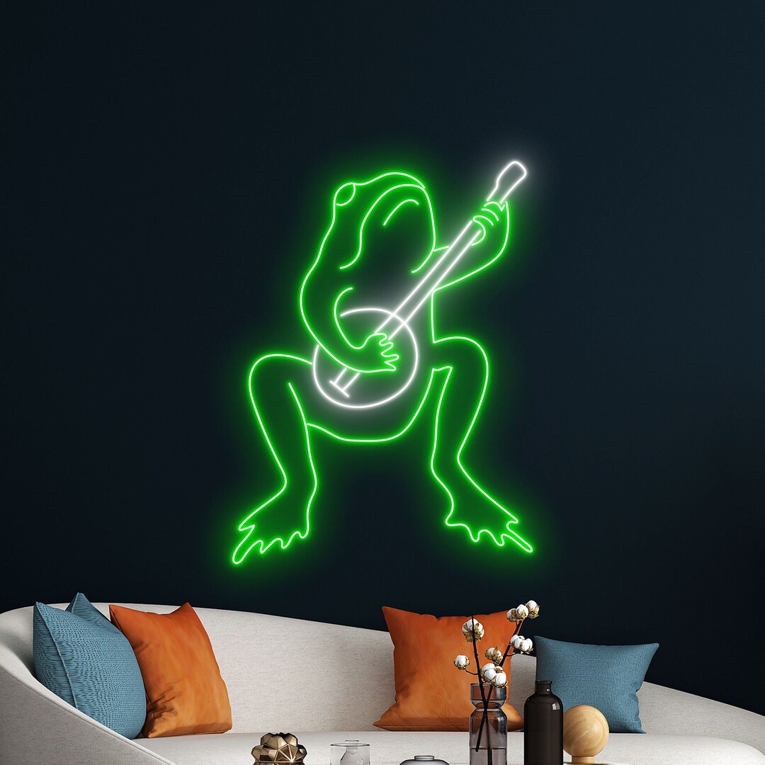 Frog Playing Banjo Neon Sign, Frog Banjo Led Sign, Banjo Player Led ...
