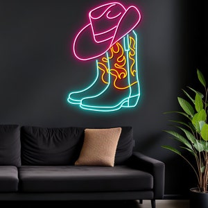 Cowboy Boots Led Sign, Cowboy Boots Led Sign, Wall Decor, Cowboys Neon ...